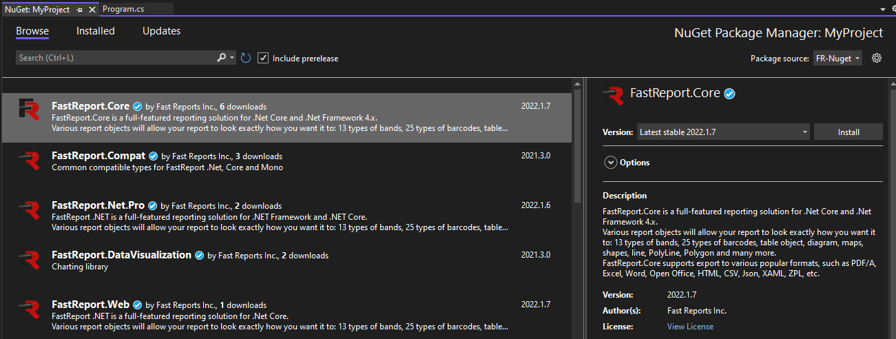 Fast Reports Private NuGet server Fast Reports