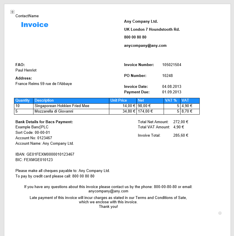 Instant Report From RTF Fast Reports